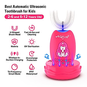NOHOO Kids Baby U Shape Whole Mouth Electric Toothbrush, 360 Ultrasonic Automatic Tooth Brush - Care for Your Kids Oral Health! (Age 2-12)
