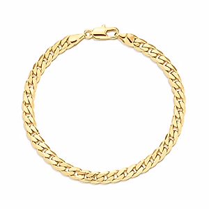 Amazon Essentials 14K Gold Plated Curb Chain Bracelet 7.5", Yellow Gold