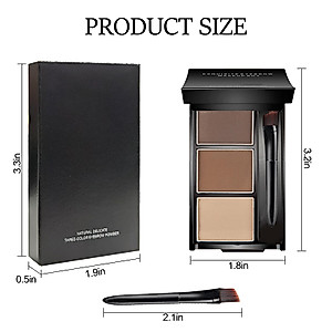 Jutqut Eyebrow Powder Makeup Kit, 3 Colors Eye Brow Tinted Powder Palette, Dark/Light Brown Brow Powder Filler to Shape Natural Eyebrows, Long-Lasting Waterproof Eyebrow Makeup Kit -Set 02