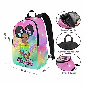 InterestPrint Custom Girls Backpack with Lunch Box, Customized Multiple Bookbag Lunch Bag Set with Name Personalized Shoulder Bag Casual Daypack for Daughter Niece