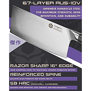 KESSAKU Meat Cleaver Butcher Knife - 7 inch - Dynasty Series - Heavy Duty - Razor Sharp - Forged ThyssenKrupp German High Carbon Stainless Steel - G10 Garolite Handle with Blade Guard