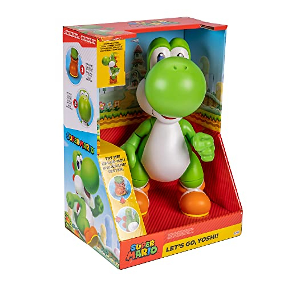 Super Mario Let's Go, Yoshi! 12-Inch-Tall Interactive Action Figure with 20+ Iconic Sounds & Music - Officially Licensed by Nintendo