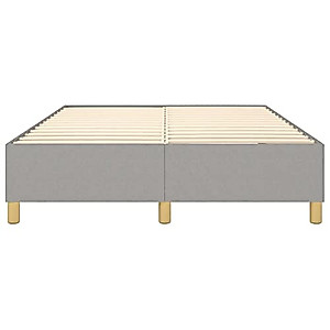 vidaXL Box Spring Bed Frame Home Indoor Bed Accessory Bedroom Upholstered Double Bed Base Furniture Light Gray 59.8"x79.9" Queen Fabric
