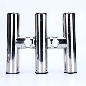 Amarine Made 4Pcs Marine Grade Stainless Steel Rail Mounted Clamp on Fishing Rod Holder for Rails 1" to 1-1/4"