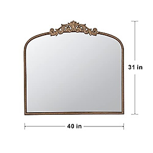 A&B Home Arched Vertical Mirror-Wall Mirror with Gold Metal Frame,40"x31" Large Arch Mirror for Bathroom Bedroom Living Room