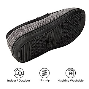Men's Comfort Memory Foam Moccasin Slippers Breathable Cotton Knit Terry Cloth House Shoes (12 D(M) US, Dark Gray)