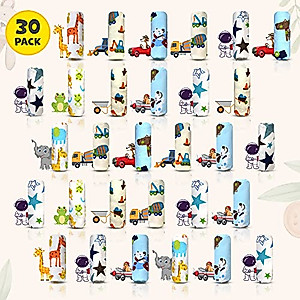 Omilion Baby Washcloth – 30 Pack of Flannel Newborn Washcloths – 100% Cotton - Fun, Colorful Designs – Reusable – Washable – 7x10 Inch Infant Washcloth Set