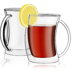 JoyJolt Caleo Collection Double Wall Insulated Glasses Espresso Cups Set of 2 (2-Ounces 60 ML)