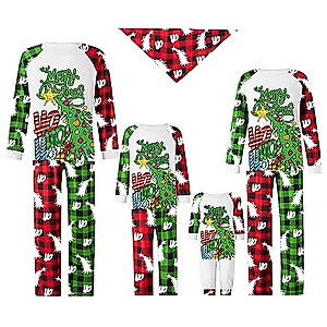 Kishawna Matching Christmas Pajamas for Family Xams Tree Long Sleeve Xmas Jammies Holiday Festival Party Sleepwear (Baby, Green, 6-9 Months)