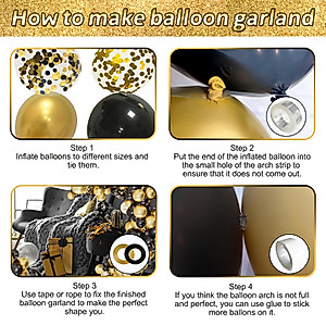 iLaFm 150pcs Black Gold Balloons Garland Arch Kit with Star Balloons for Graduation Class of 2024 Prom Birthday Retirement New Years Eve Wedding Anniversary Baby Shower Party Decorations