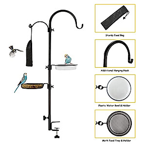 Deck Hook Bird Feeder Pole Porch Multi Hook Bird Feeding Station Kit Multi Feeder Hanging Kit Premium Bird Bath for Attracting Wild Birds Planter Hanger
