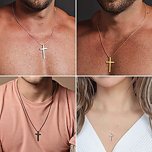 M MOOHAM Cross Pendant Necklaces for Men Women Cross Chain 18 Inch Silver Jewelry, Crucifix Necklace Men, Gifts for Brother Papa Men Grandpa, Teenage Teen Boys Gifts Ideas