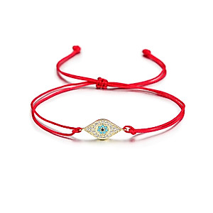 WISTIC Evil Eye Bracelets Adjustable Charm Lucky Protection Spiritual Kabbalah Red/Black String Thread Bracelet Anklet Jewelry for Women Men Friendship (Red Evil Eye)