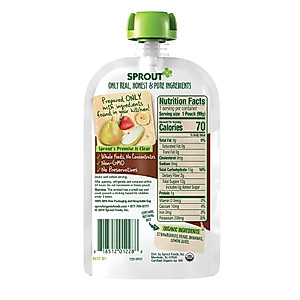 Sprout Organic Stage 2 Baby Food Pouches, Strawberry Pear Banana, 3.5 Ounce (Pack of 6)