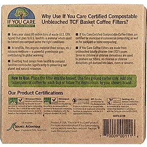 If You Care Coffee Filter Baskets ( 1x100 CT ), Fits 8-12 Cup Drip Coffee Makers