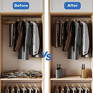 Thipoten Hanger Organizer, Adjustable Metal Hanger Stacker for Adults and Children, Holding up to 55 velvet/wire/plastic hangers, Perfect Space Saver for Closet Laundry Room (Black, 2Pack)