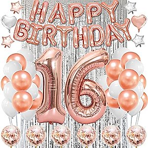 NORTHERN BROTHERS 16th Birthday Decorations for Her, Sweet 16 Birthday Balloons Rose Gold 16 Birthday Party Decorations for Women Happy 16th Birthday Gifts for Girls