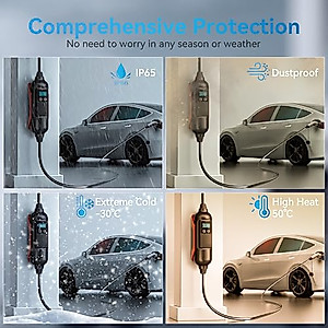 Youwoauto Level 2 EV Charger (40Amp, 240V, NEMA 14-50Plug) Portable EV Charger Works with All NACS EVs, 10KW EV Charger Level 2 Electric Vehicle Charger with 16.4 ft Cable, Fits Home & Outdoor Use