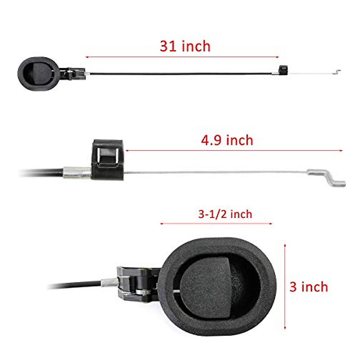 ICYANG Universal Oval Black Plastic Sofa Chair Recliner Release Pull Handle, Exposed Cable Length 4.75", Total Length is Medium at 31", fits Ashley and Major Recliner Brands Sofa