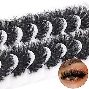 Mink Lashes Fluffy Eyelashes Mink Wispy Dramatic False Eyelashes Thick Volume 6D Effect Lashes C Curl 20MM Long Fake Eyelashes Pack by PHKERATA, 7 Pairs