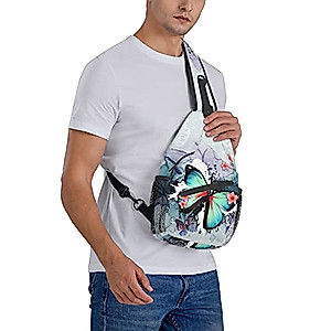Aswuihz butterfly ink paint flowers Sling Bags Shoulder Backpack Crossbody Men Women Gym Climbing Runners Cycling Travel