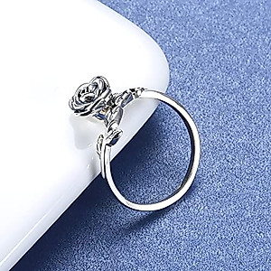 MANBU Rose Cremation Urn Jewelry for Ashes - 925 Sterling Silver Memorial Keepsake Ring Bracelet Necklace Gift for Women, Bereavement Gift for A Loss Of the Loved One (ring 1)