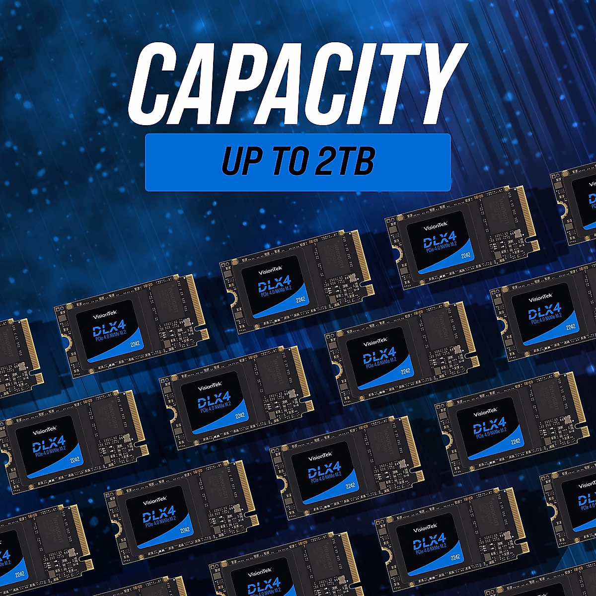 VisionTek 2242 DLX4 M.2 SSD - 1TB - PCIe Gen 4.0 x4 NVMe - 5200MB/s Read, 4775MB/s Write – Laptops, Handheld Gaming PCs, NUC