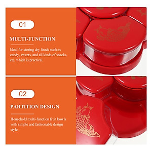 Yardwe Snack Box Candy Dish Chinese Snacks Storage Box Dried Fruit Box Rotating with 6 Compartments and Lid Chinese New Year Wedding Party Decoration