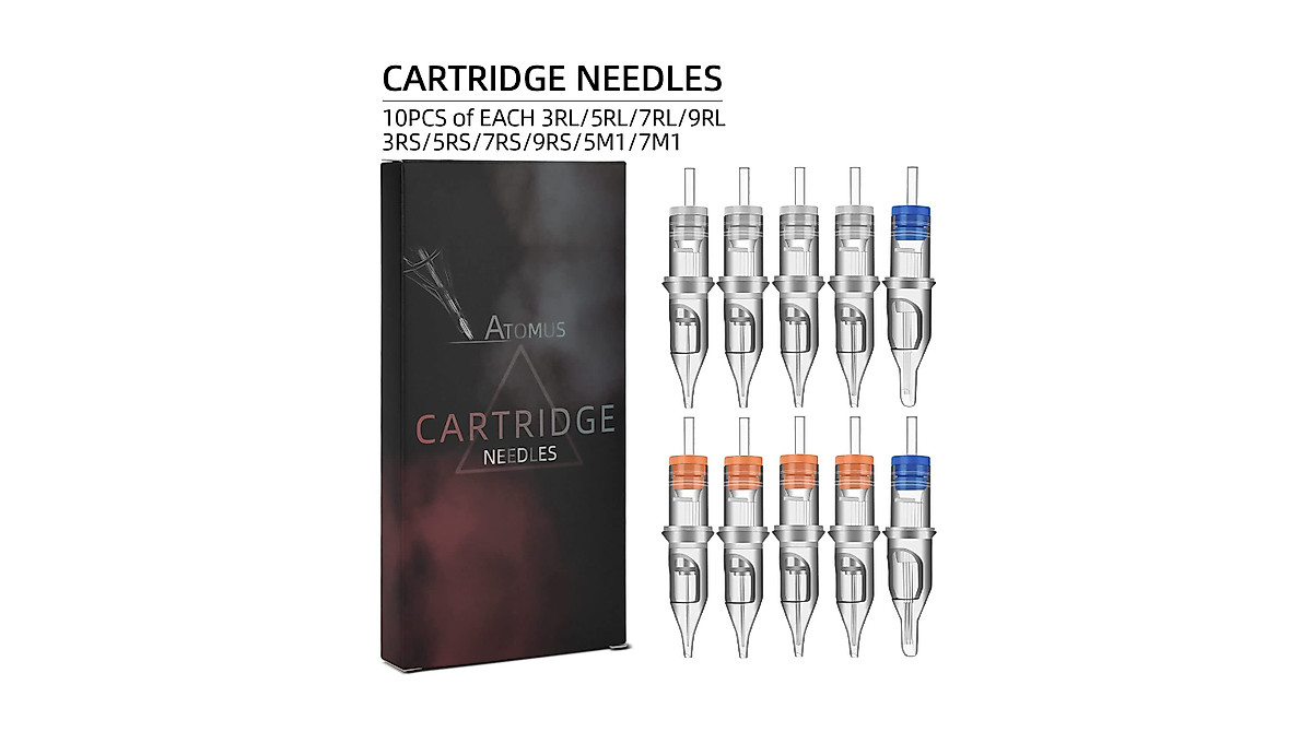 ATOMUS 100pc Mixed Tattoo Cartridge Needles - Assorted Sizes