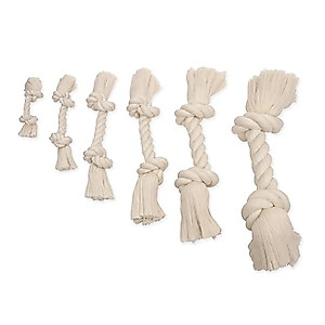 Mammoth Flossy Chews 100 Percent Natural Cotton Rope Dog Toys - Premium White Knot Dog Rope Toy - Interactive Dog Tug Toy - Tug Dog Chewy Toy for Small Dogs - Small 9"