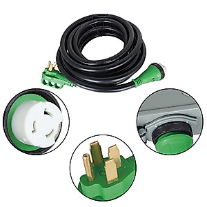 labwork 50A 30 Feet Locking RV Extension Cord & Power Inlet Box 14-50P to SS2-50R Generator Extension Cord with SS2-50P Generator Inlet