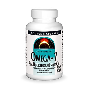 Source Naturals Omega-7 Sea Buckthorn Fruit Oil, Non-GMO, Vegan-Sourced for Health and Vitality* - 120 Vegan Softgels