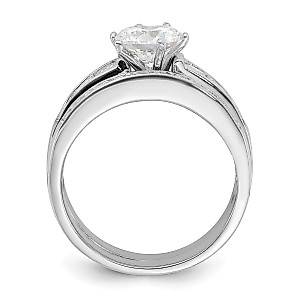 IceCarats 925 Sterling Silver Cubic Zirconia CZ Wedding Band Engagement Ring Bridal Jewelry Set Size 6