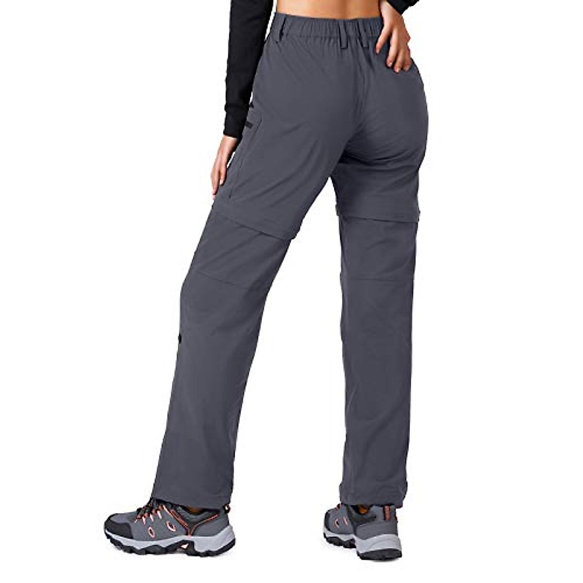 Cycorld Women's-Hiking-Pants-Convertible Quick-Dry-Stretch-Lightweight Zip-Off Outdoor Pants with 5 Deep Pocket（Grey, Large