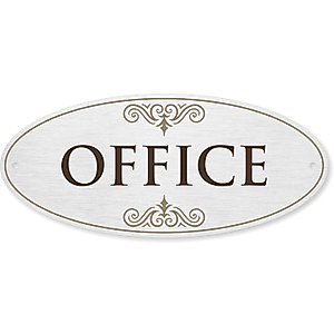 SmartSign Designer Office Sign for Door, 3M Adhesive Backing & Pre-Drilled Holes, 3.5 x 8 inch, Vintage Decor Office Sign, Matte Finish, 32 mil Anodized Aluminum