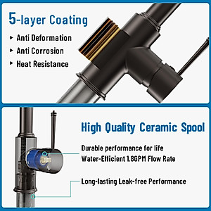 yotruth Gray Kitchen Faucets with Pull Down Sprayer, Single Handle High Arc Stainless Steel Kitchen Sink Faucet with Deck for RV Farmhouse