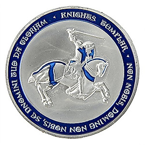 GogoForward Commemorative Knights Templar Cross Masonic Mason Silver Coin(Blue)