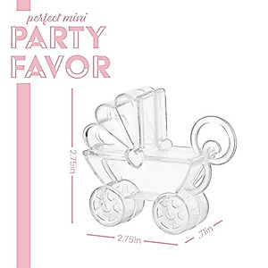 Baby Carriage Shaped Acrylic Candy Boxes - 12 Pack - 2.75"x2.75"x0.71" - Perfect for Weddings, Birthdays, Party Favors and Gifts | Cute Clear Plastic Containers | Clear Fillable Ornaments Crafts Decorations