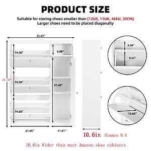HOPUBUY White Shoe Cabinet for Entryway, Shoe Storage Cabinet for Larger Shoes, Hidden Shoe Organizer with Door, Modern Shoe Storage Cabinet for Men Women's Heels, Boots, Slippers