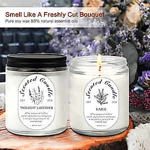 Candles for Home Scented, 4 Pack Scented Candles, Lavender Sage Candles Gifts for Women 28 oz Long Lasting Natural Soy Candles, Aromatherapy Candle Set Stress Relief Meditation Bath for Women Birthday