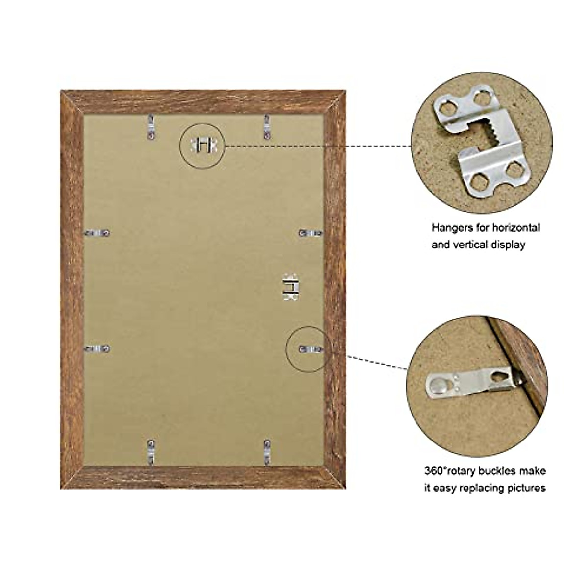 PQSNZ 16x20 Picture Frame Brown Poster Frame for Wall Mounting or Tabletop Display 20x16 Rustic Picture Frames collage Wall Decor Set of 2