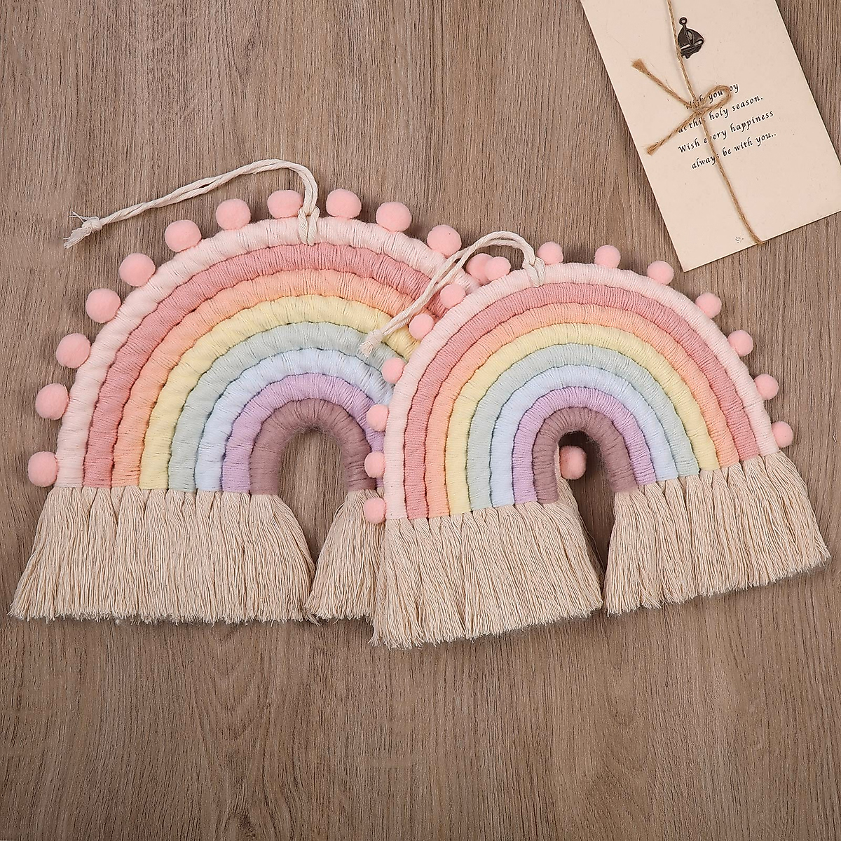 JILPAK Large Rainbow Wall Hanging, Pastel Fiber Rainbow Wall Hanging, Macrame Rainbow Wall Hanging Nursery Boho Decor Kids Room (10 x 14 inches)