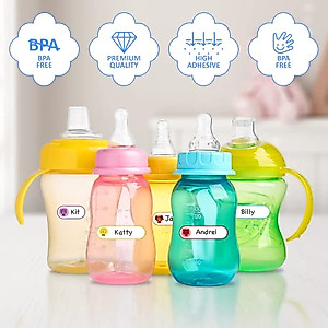 Daycare Baby Bottle Labels for Sippy Cups, Self-Laminating Waterproof,for Kid’s Personal Items, 96 Pc. Set, Peel and Stick Adhesives