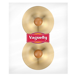 Vaguelly Finger Cymbals with Wooden Handles, 1 Pair Copper Band Cymbals, 9cm/3.5in Mini Marching Cymbals, Hand Cymbal Belly Dance, Orff Music Instrument for Child & Adult