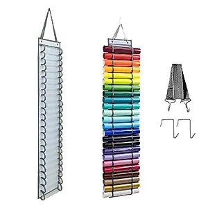 Vinyl Roll Holder with 24 Compartments - Wall Mounted Hanging Organizer for Door or Wall