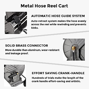 Giraffe Tools Garden Hose Reel Cart with Wheels, Heavy Duty Water Hose Cart with Hose Guide, Water Hose Reel with Wheels for Outside Garden & Yard