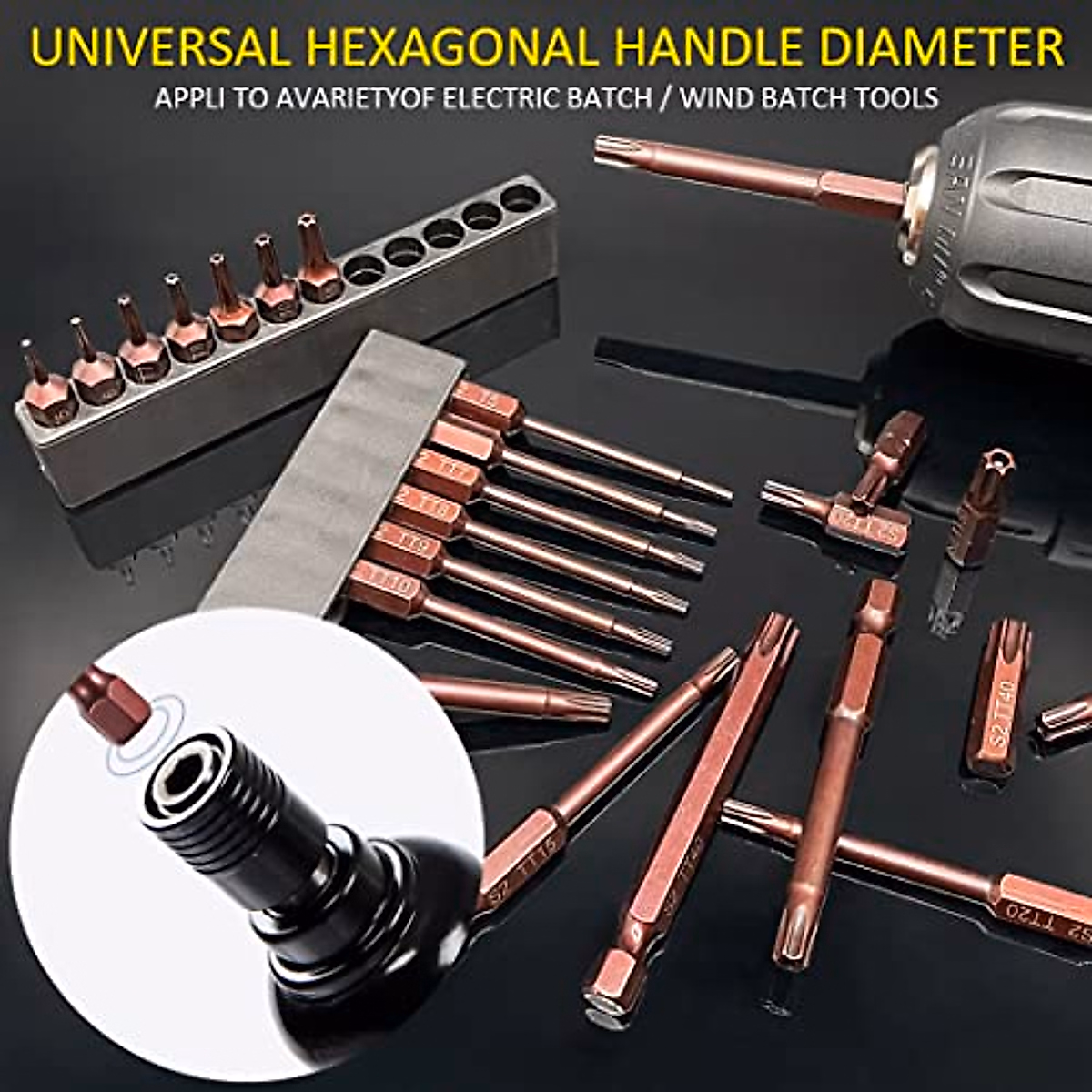 Torx Bits Set, PTSLKHN 24PCS Security Torx Bit Set, High Hardness S2 Alloy Steel, Magnetic, Anti-rust