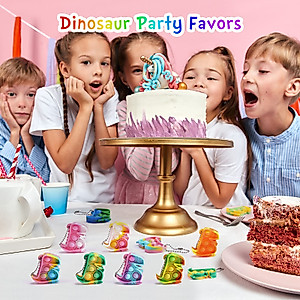 Dinosaur Party Favors 30 Pack Fidget Toys Bulk Dinosaur Keychains Dino Party Favors for Kids 4-8 Children Mini Supplies It Toddler Small Birthday Decorations Pop Fidgets Its for Boys Girls