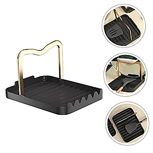 Zerodeko Spoon Stand for Kitchen Ladell Spoons lid and Spoon Rest Pan Cover Stand Pot lid Rack Stove Coffee Spoon Rest Pan Cover Rest Pot lid Storage Space Aluminum Chopstick Rest Household