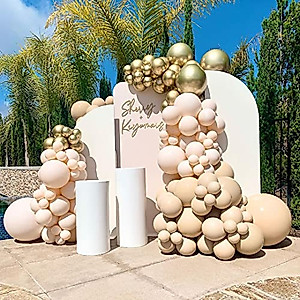 Nude Balloons Arch Garland Double Stuffed Blush Tan Brown Beige Cream Gold Metallic Balloons Latex Neutral Balloon Arch Kit For Boho Baby Shower Birthday Bridal Anniversary Party Decorations